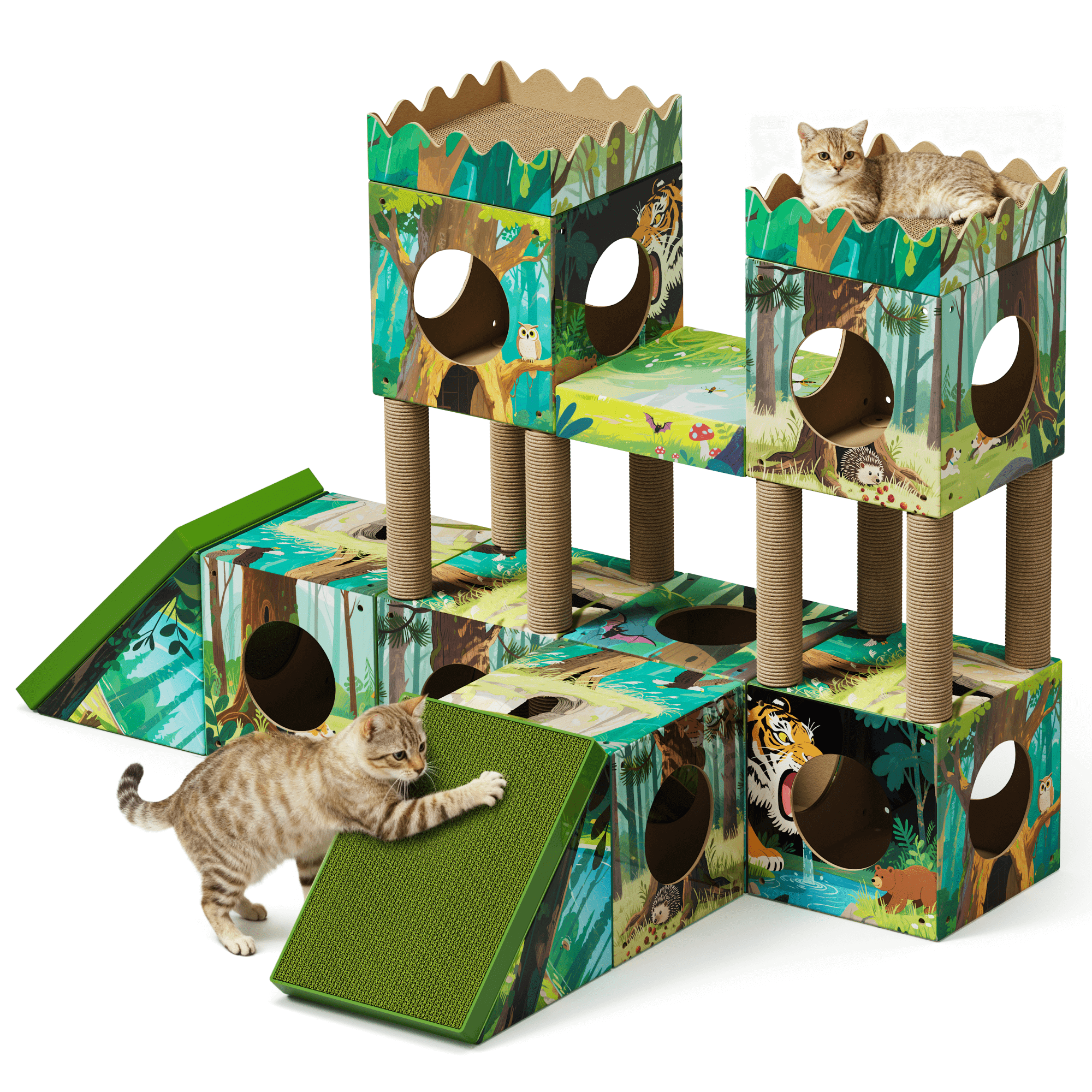 3-in-1 Modular Cardboard Cat Tree & Scratcher House